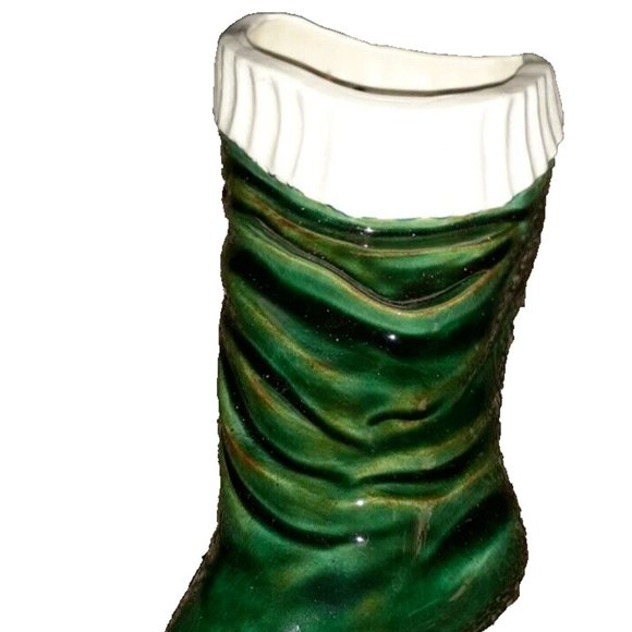 glazed stocking | Holiday | Vintage Green Glazed Ceramic Stocking Wall ...
